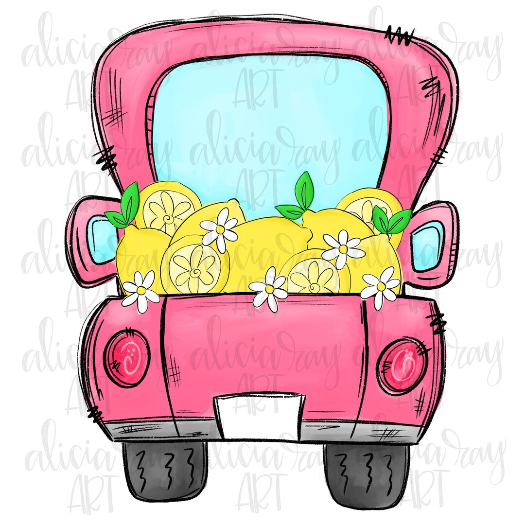 Lemon Truck Sublimation PNG Design | Hand Drawn | Summer | Digital ...