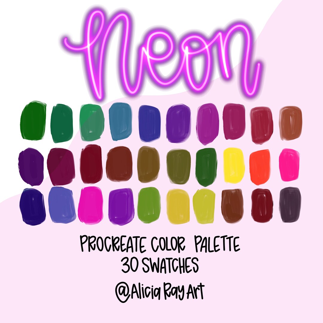 Neon Procreate Color Palette | Procreate Swatches | iPad Illustration ...