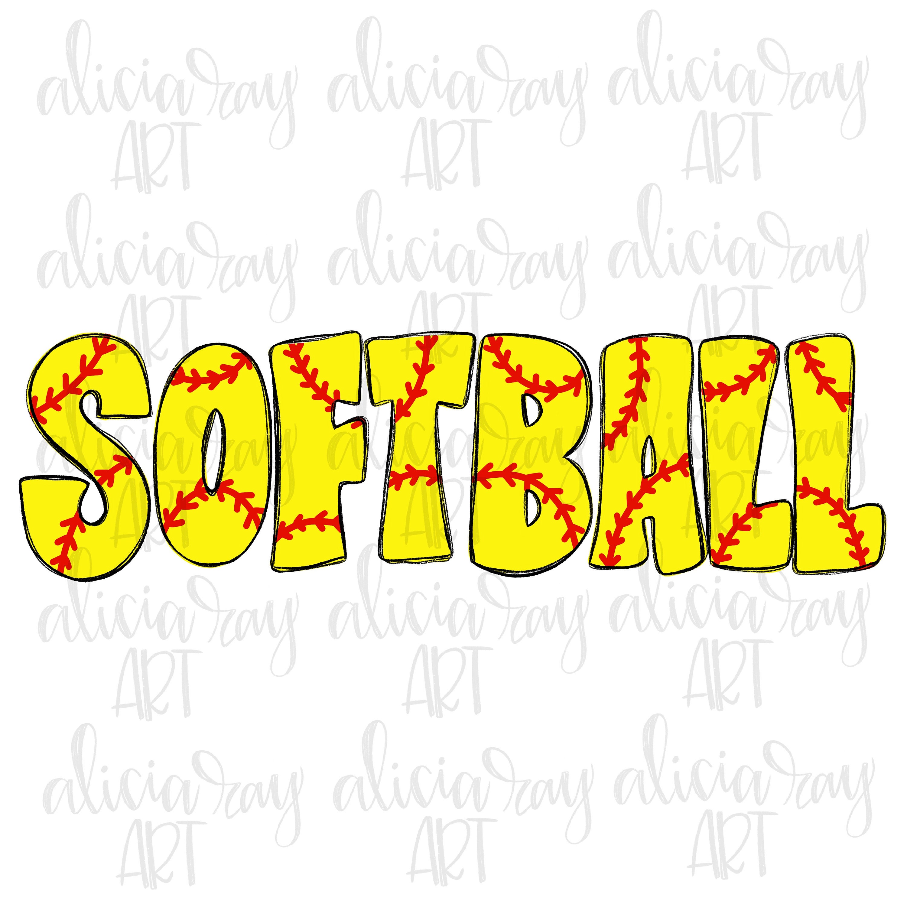 Softball Sublimation Design Hand Drawn PNG Digital Download Printable ...