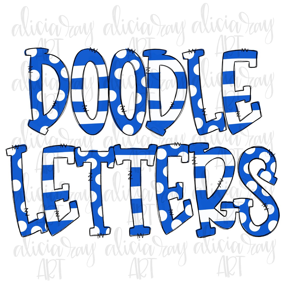 Royal Blue Doodle Letters Alphabet Hand Drawn Alphabet - Etsy