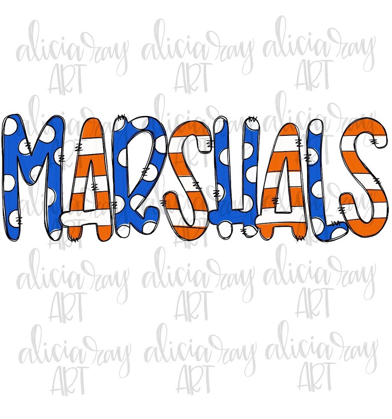 Marshals PNG Sublimation Design Orange and Blue School Spirit Design ...