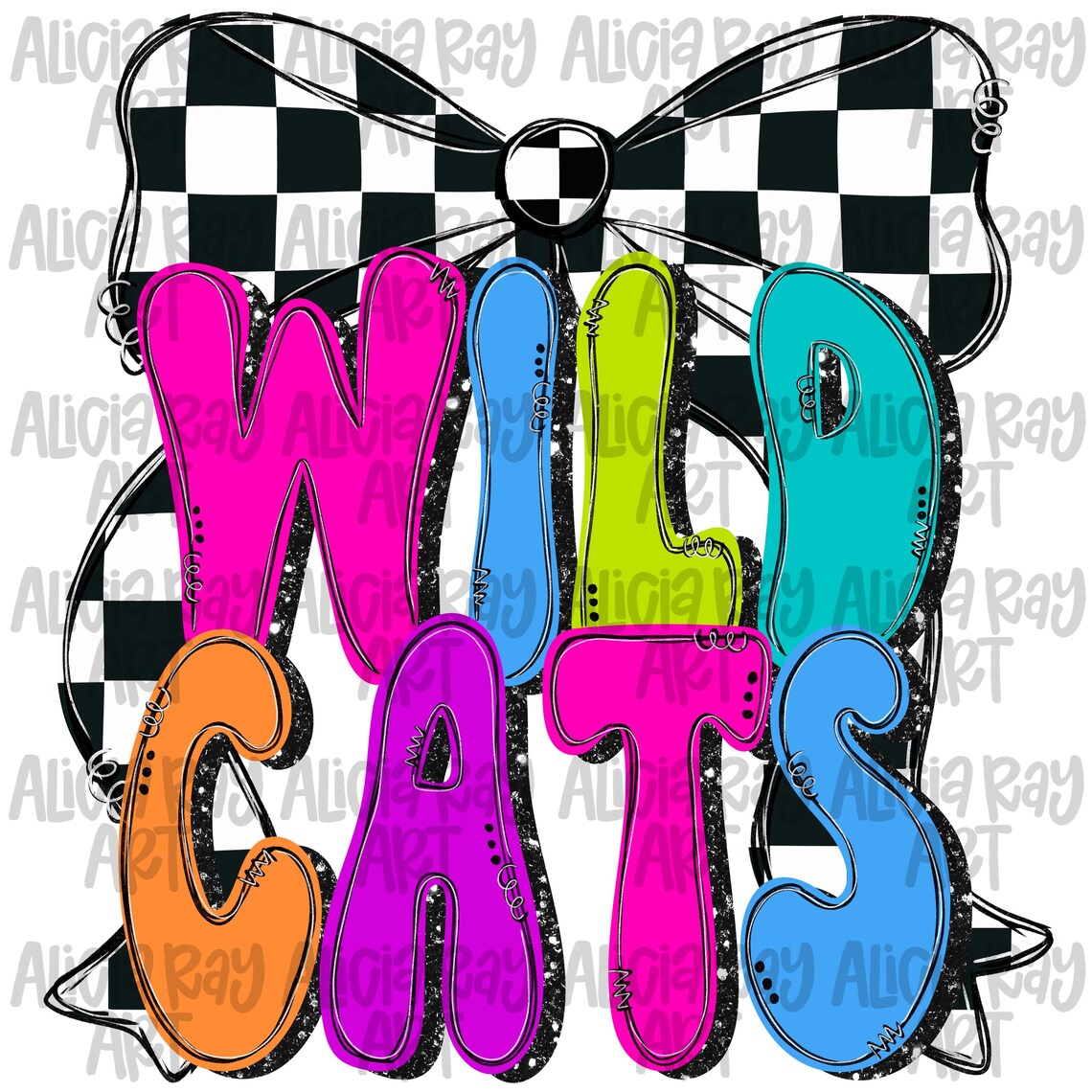Wildcats Preppy Mascot PNG File | Trendy Mascot DTF Design | Hand Drawn ...