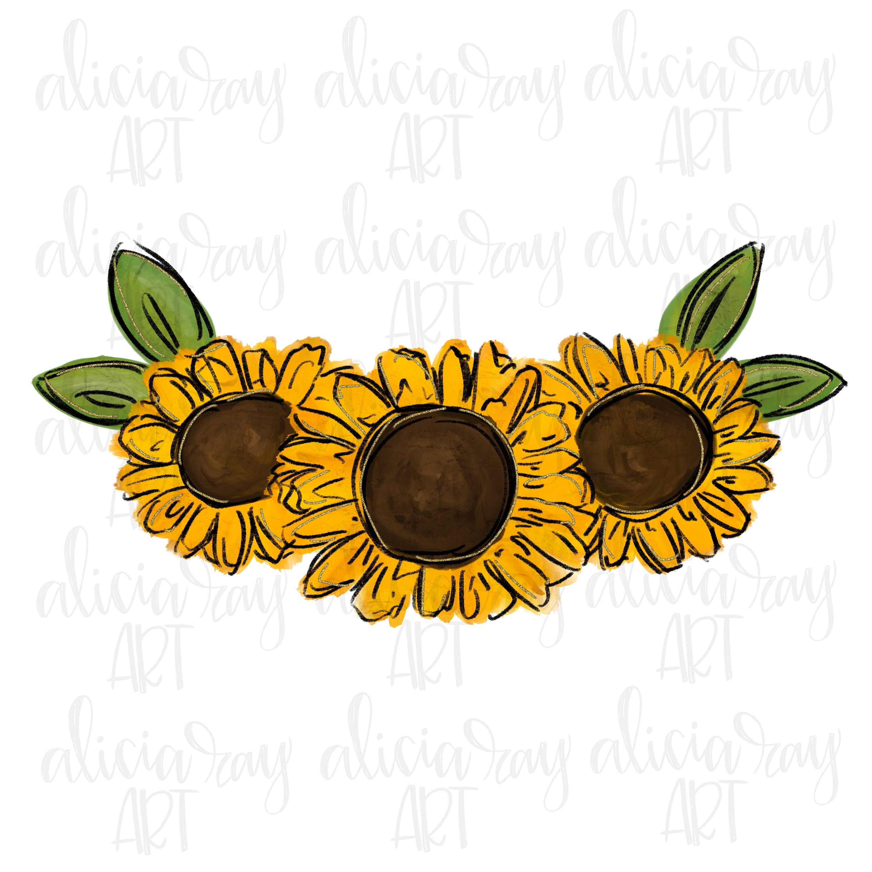 Sunflower Bundle PNG Digital Download | Hand Drawn Sublimation ...