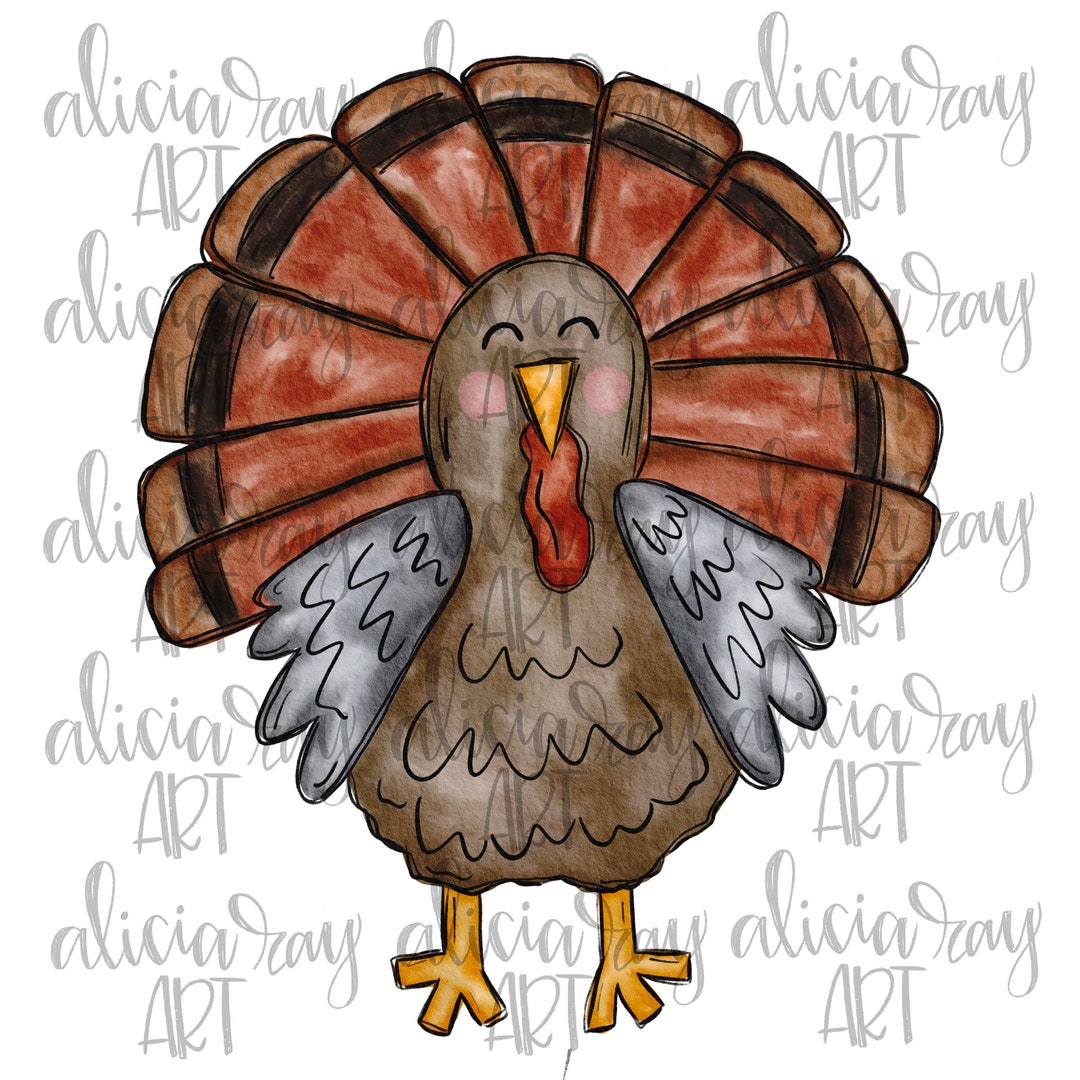 Watercolor Turkey Painted PNG Digital Download | Hand Drawn Sublimation ...