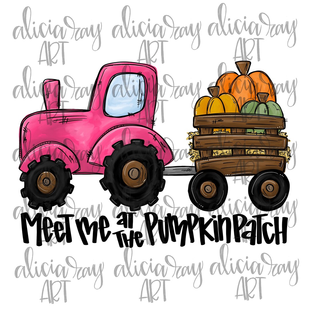Fall Pumpkin Tractor PNG Digital Download | Hand Drawn Sublimation ...
