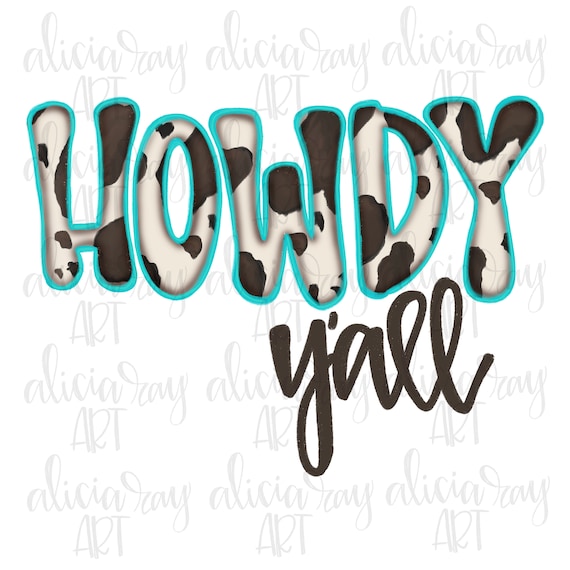 Howdy Y'all Western Digital Download Hand Drawn | Etsy