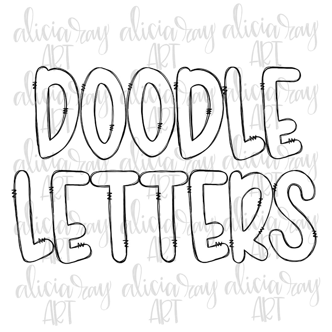 Doodle Letters Alphabet With Transparent Inside | Hand Drawn Alphabet ...