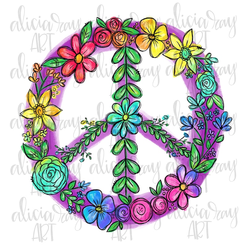 Floral Peace Sign - Etsy