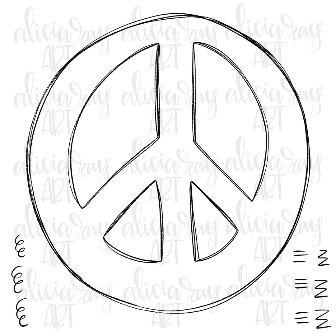 Peace Sign Doodle With Transparent Inside PNG Sublimation | Hand Drawn ...