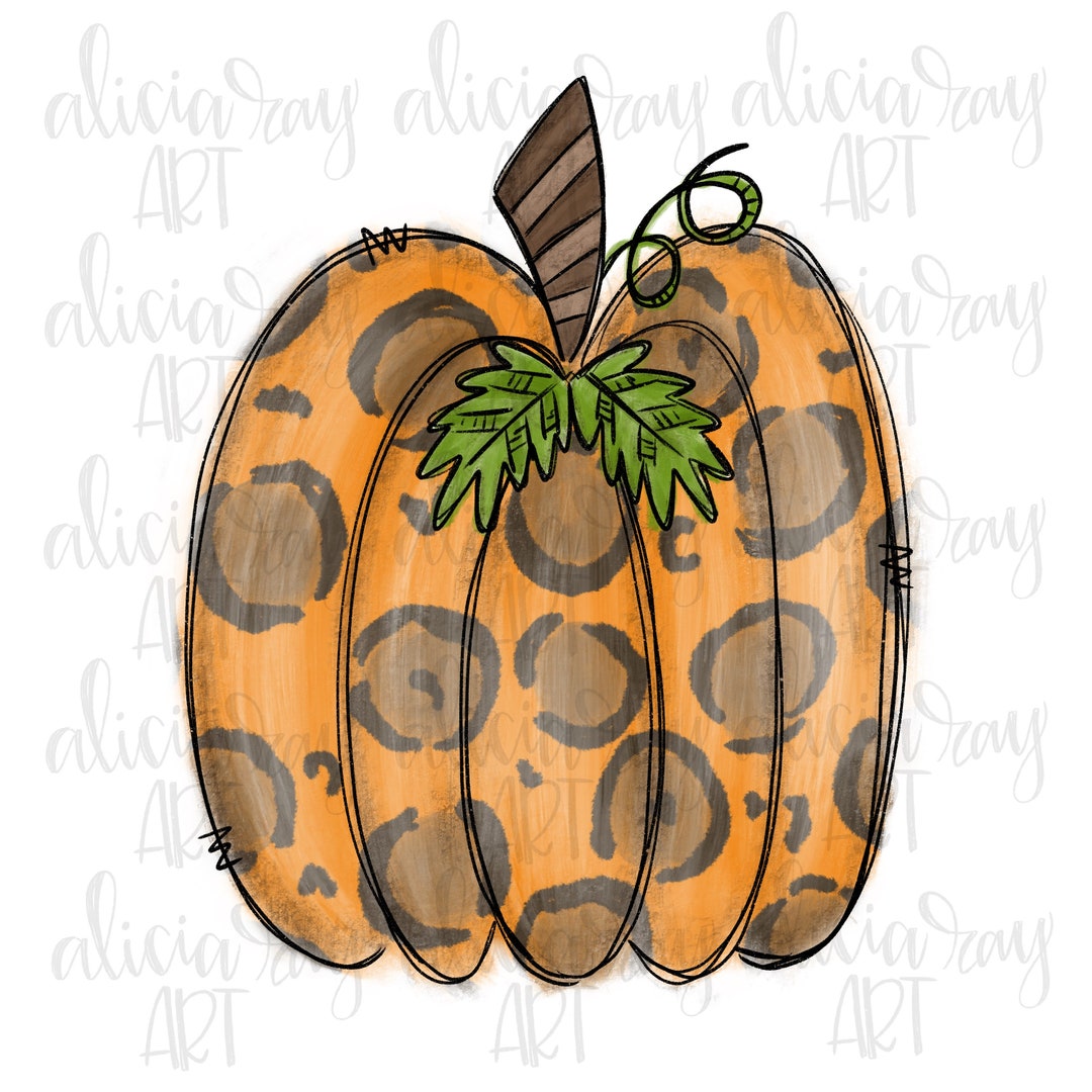 Pumpkin Sublimation Design Hand Drawn Leopard Pumpkin Sublimation PNG ...