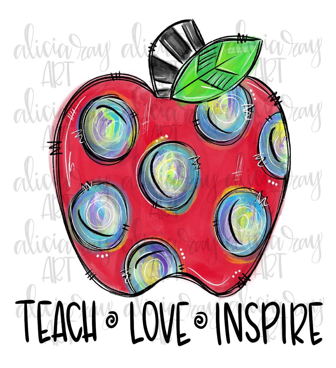 Teacher Sublimation Design | Apple | Hand Drawn | Sublimation PNG ...