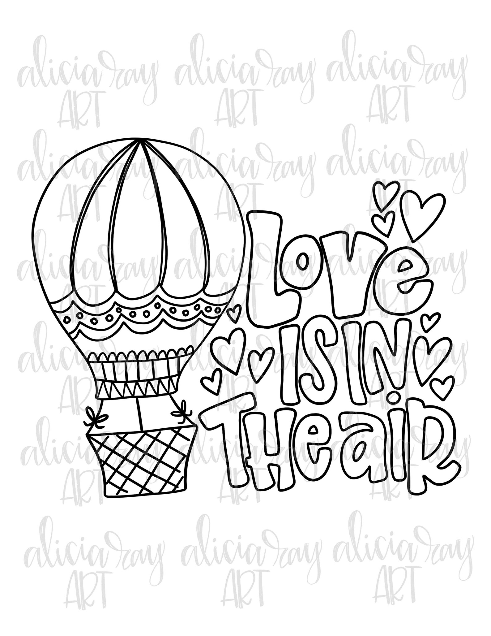 Valentine Coloring Page Digital Download Hand Drawn | Etsy