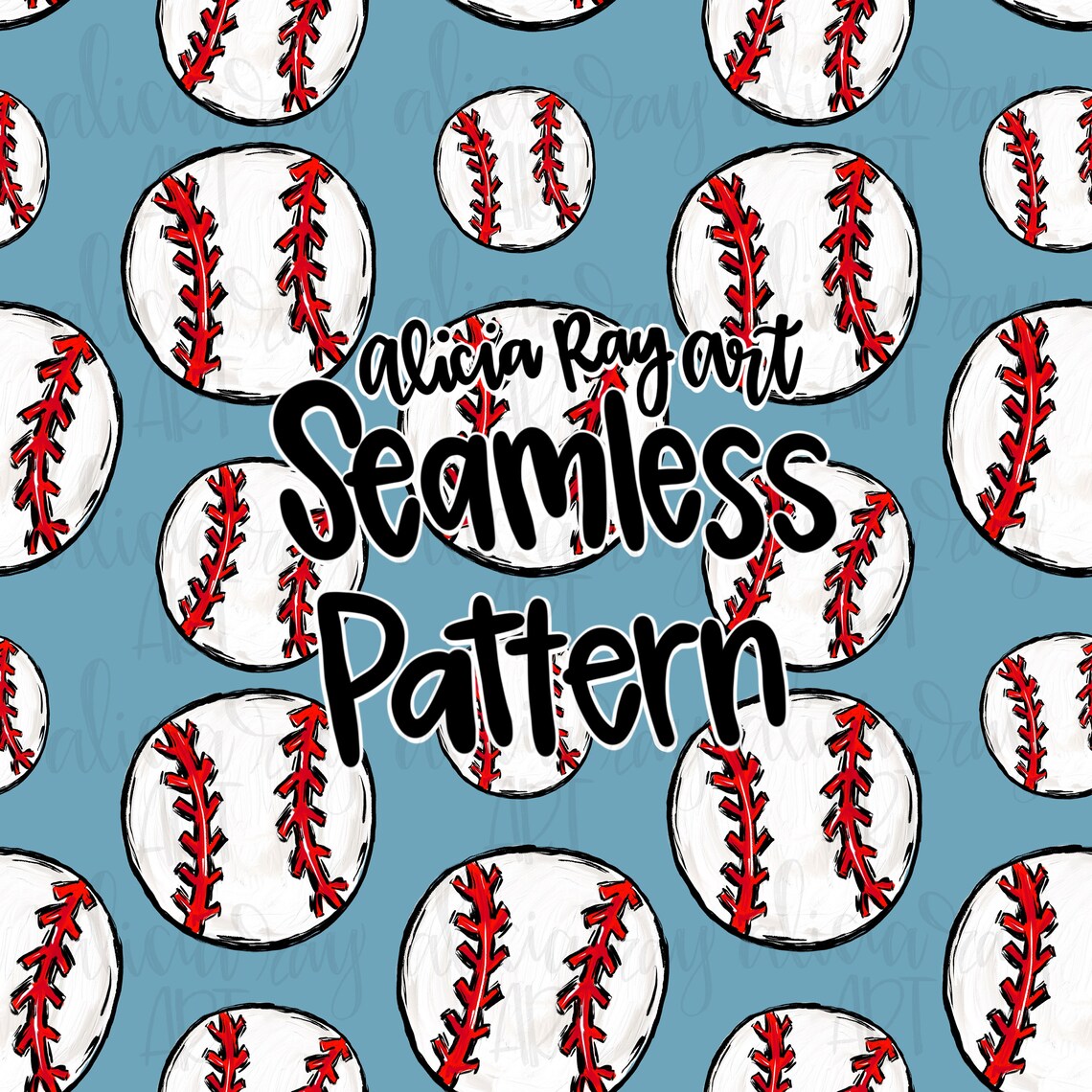 Baseball Seamless File Pattern PNG Hand Painted Repeat - Etsy