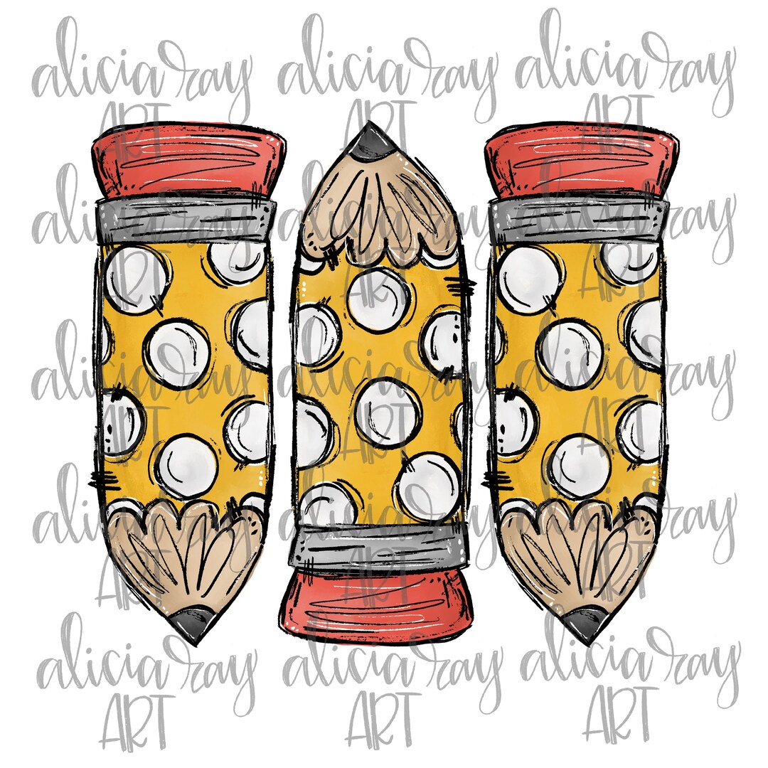 School Pencil Sublimation PNG | Hand Drawn Digital Download | Printable ...