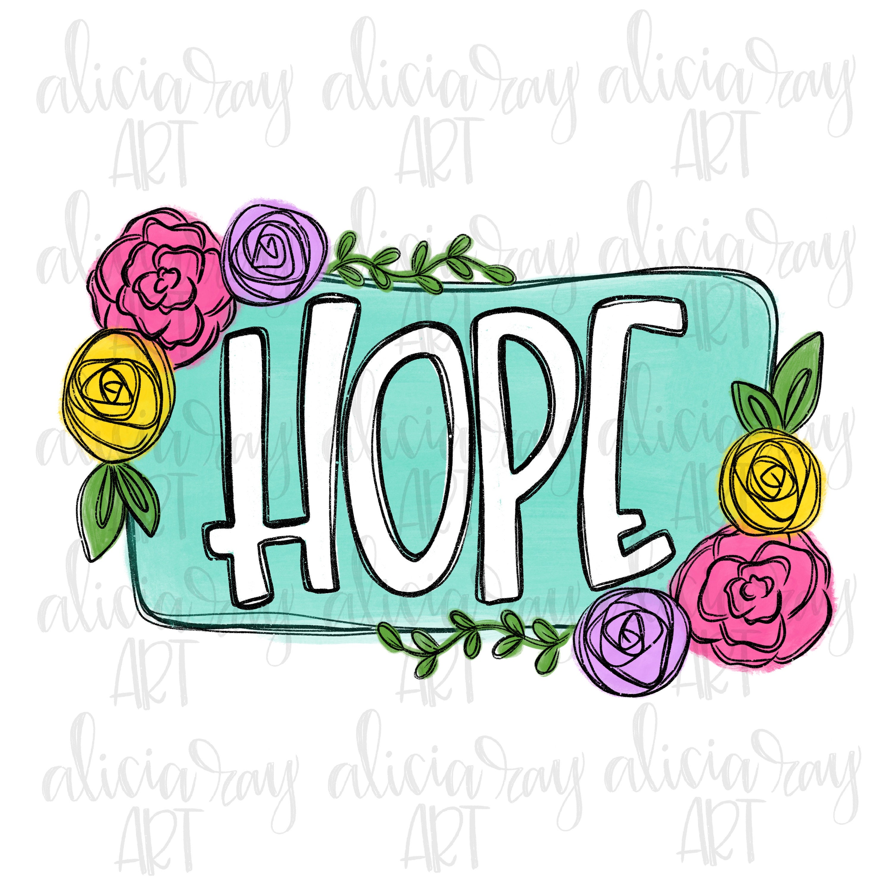 Hope PNG Design Hand Drawn Sublimation Design Digital Art Download ...