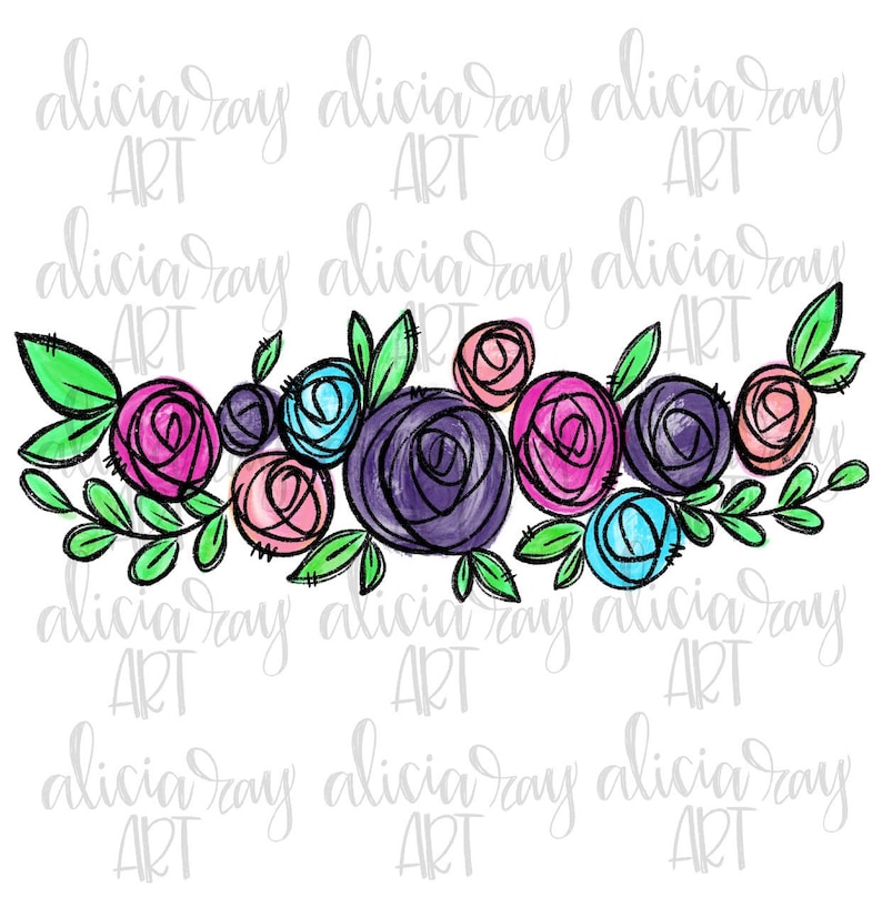 Flower Sublimation Design | Hand Drawn Flower Bundle | Sublimation PNG ...