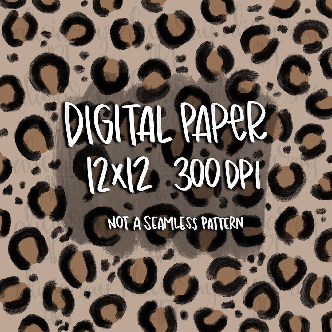 Leopard Digital Paper PNG Design | Hand Painted | Scrapbook Paper ...