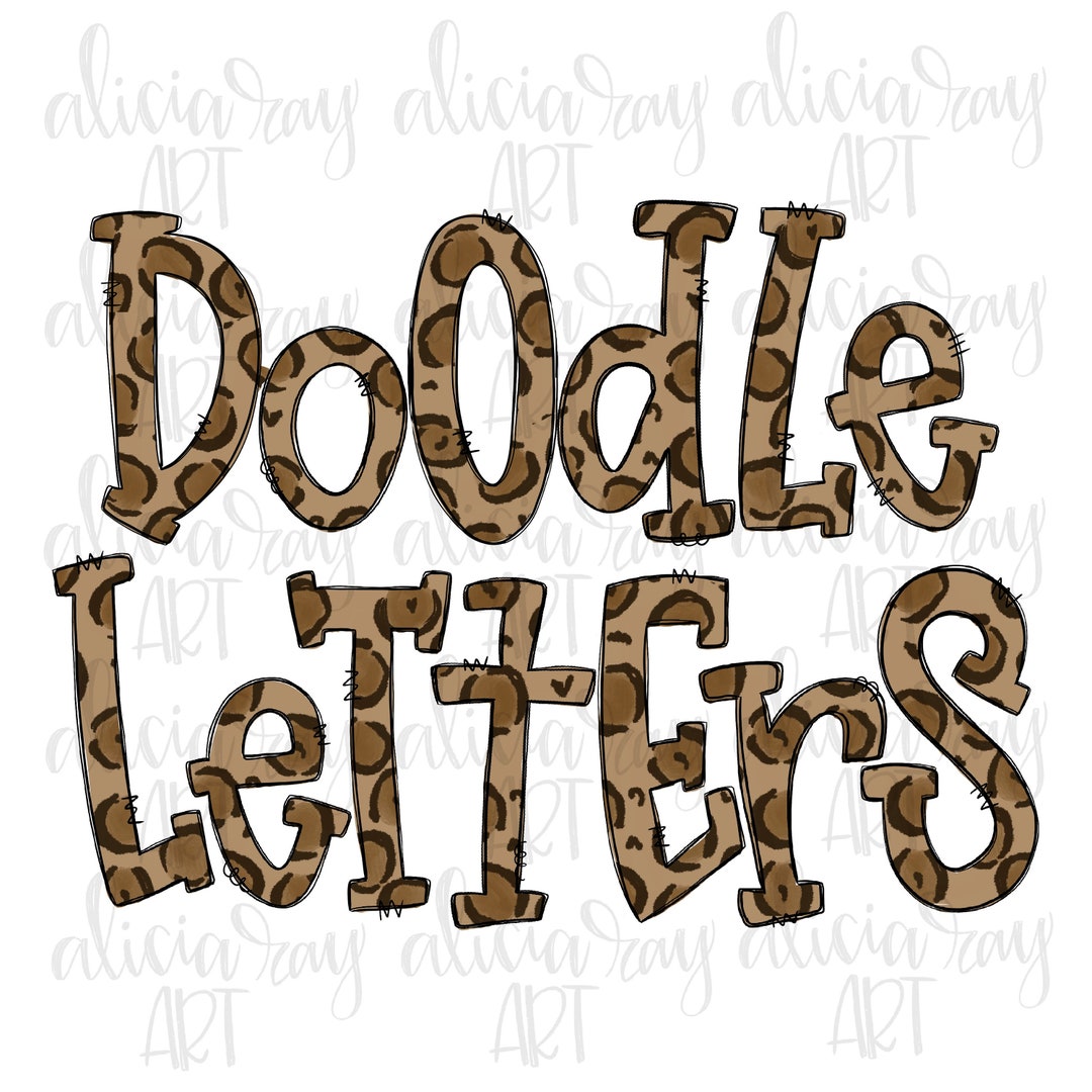 Leopard Doodle Letters Alphabet Bundle PNG | Hand Drawn Lower Case and ...