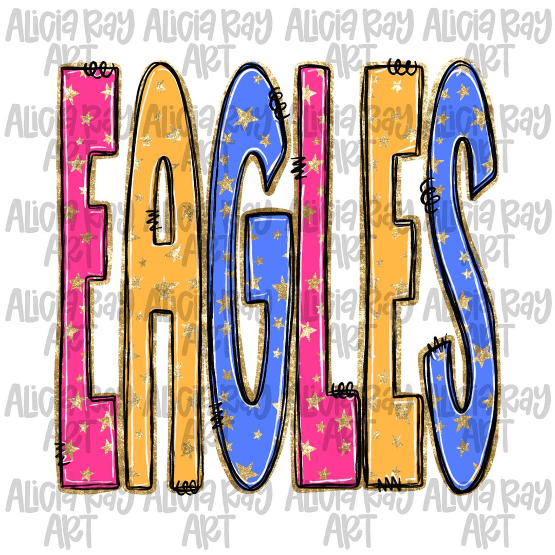 Eagles Preppy Starry Mascot PNG File | Trendy Mascot DTF Design | Hand ...