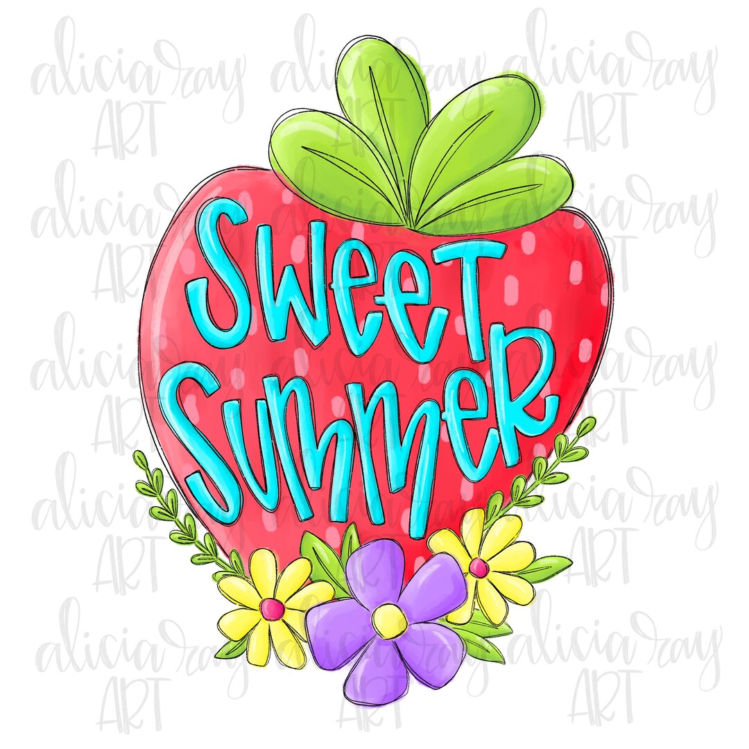 Strawberry Sublimation PNG Design | Hand Drawn | Summer | Digital ...