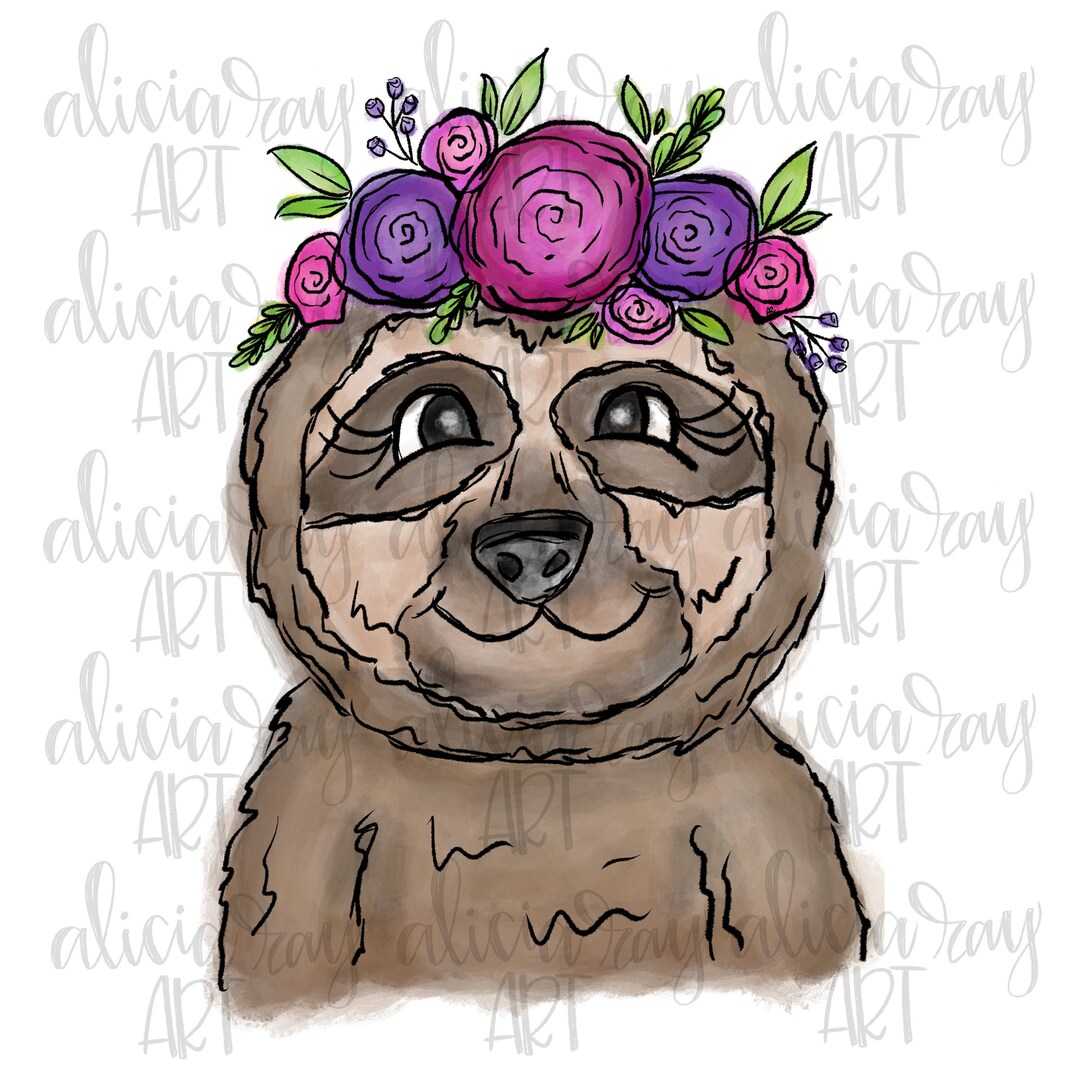 Sloth Sublimation PNG Design | Cute Sloth PNG | Hand Drawn | Digital ...