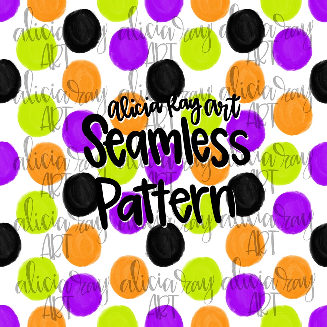 Halloween Polka Dots Seamless Pattern PNG Design | Hand Painted ...