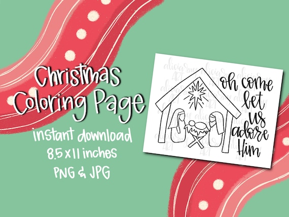 Christmas Coloring Page Digital Download Hand Drawn | Etsy