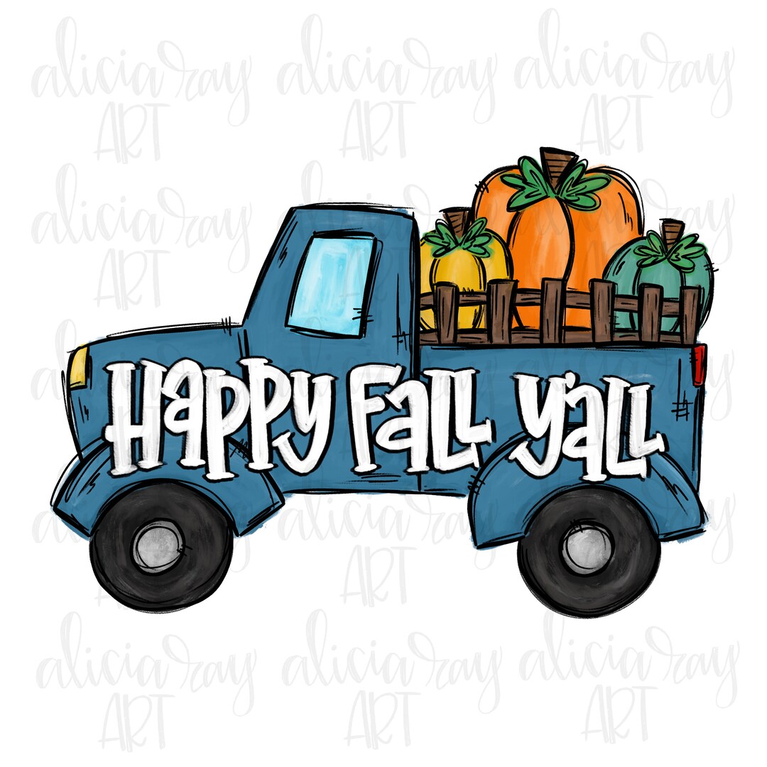 Fall Pumpkin Truck PNG Digital Download | Hand Drawn Sublimation ...