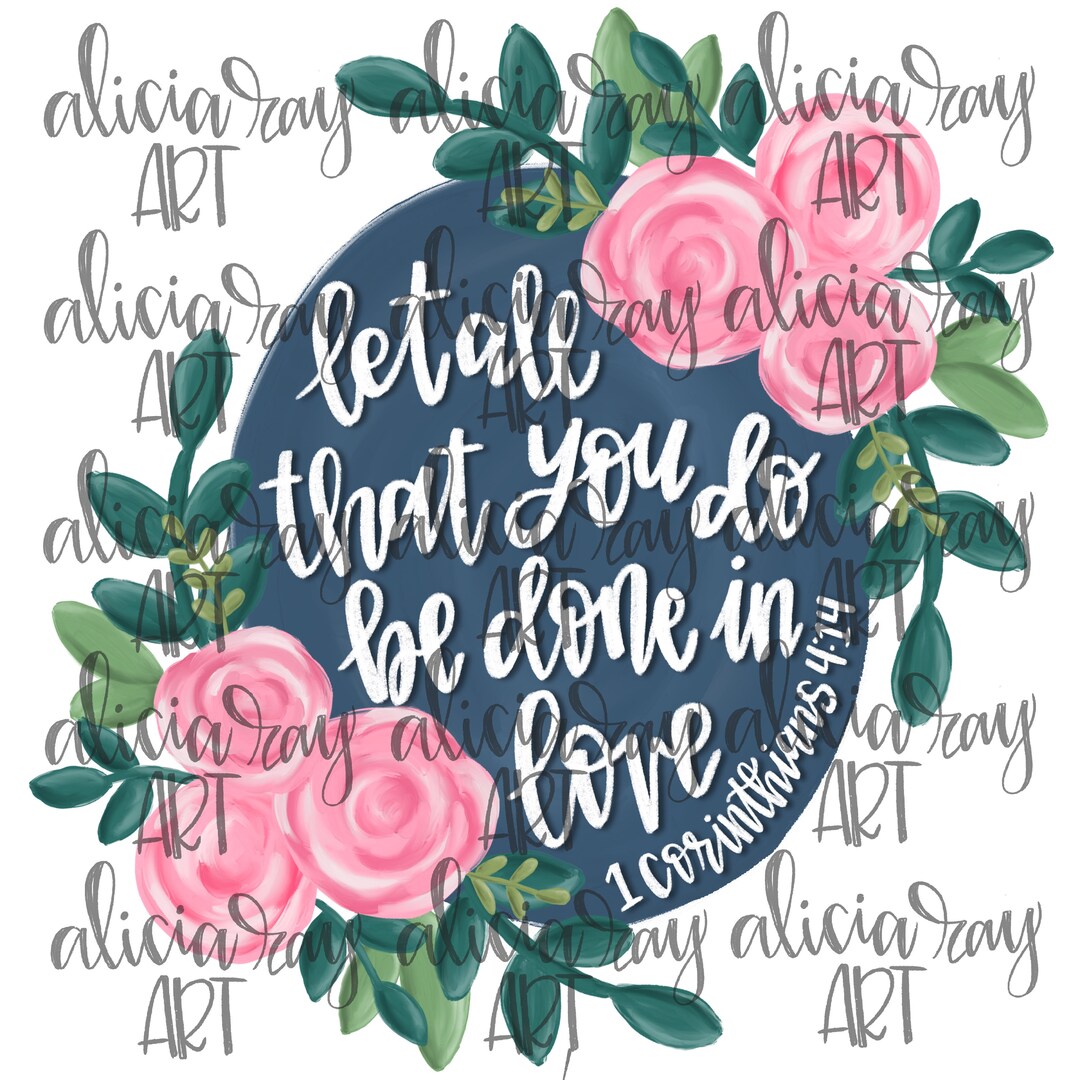 Christian Floral Wreath Valentine PNG Digital Download | Hand Drawn ...