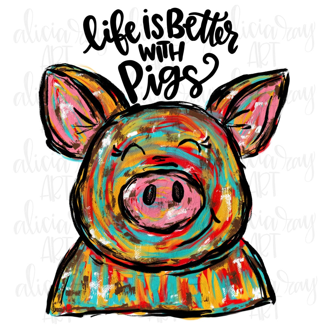 Pig PNG Design Download | Hand Drawn Digital Download | Towel Design ...