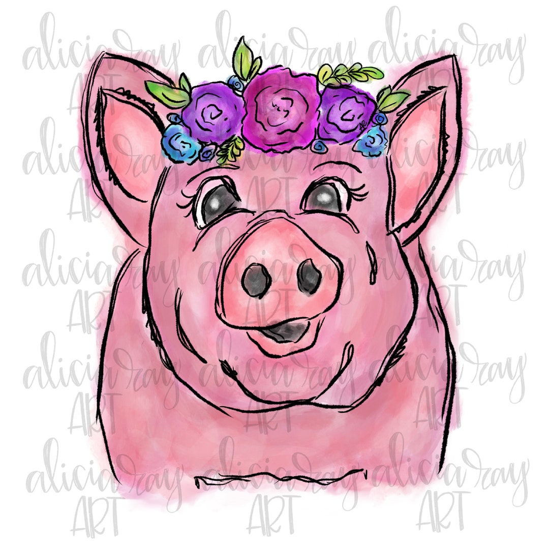 Pig Sublimation PNG Design | Cute Pig PNG | Hand Drawn | Digital ...