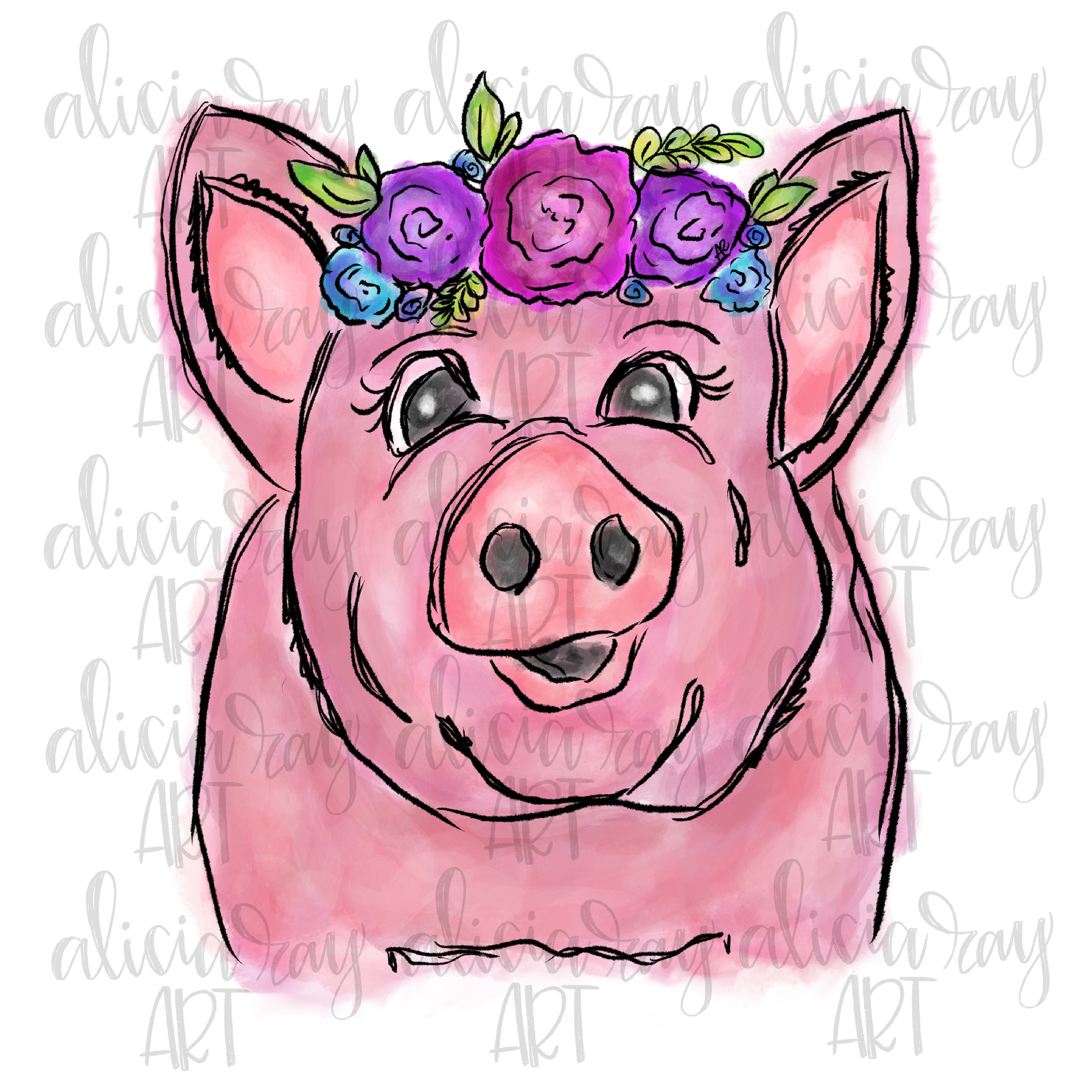 Pig Sublimation PNG Design Cute Pig PNG Hand Drawn | Etsy