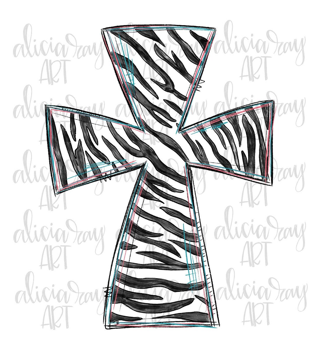 PNG Zebra Cross Sublimation Design | Animal Print Cross | Hand Drawn ...
