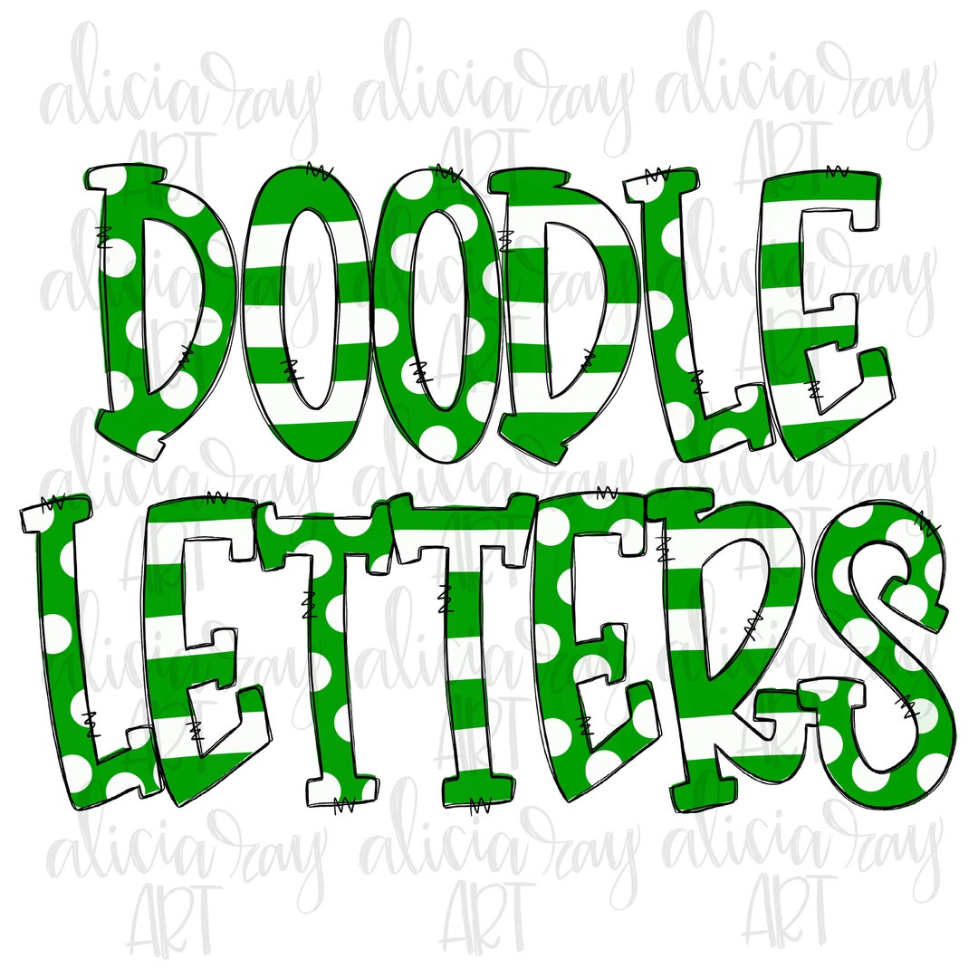 Kelly Green Doodle Letters Alphabet | Hand Drawn Alphabet | Alpha Pack ...