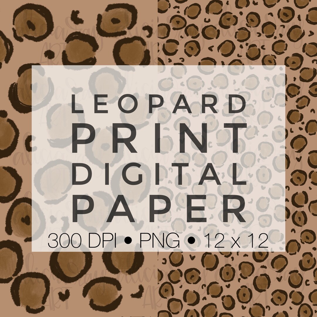 Leopard Digital Paper PNG Design | Hand Painted | Scrapbook Paper ...