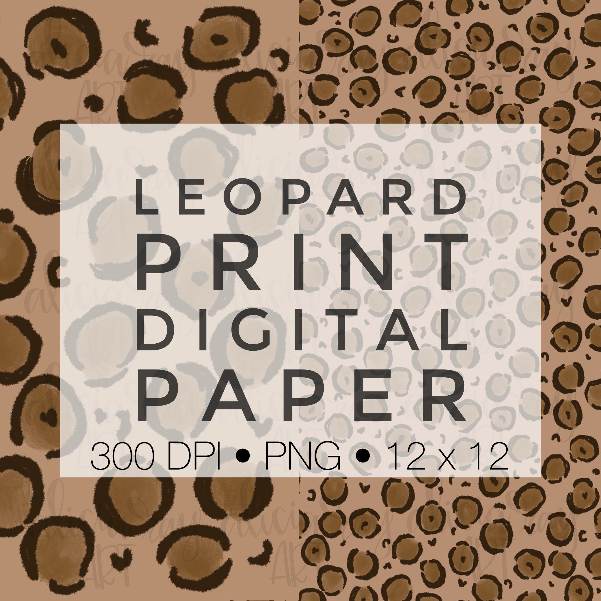 Leopard Digital Paper PNG Design | Hand Painted | Scrapbook Paper ...