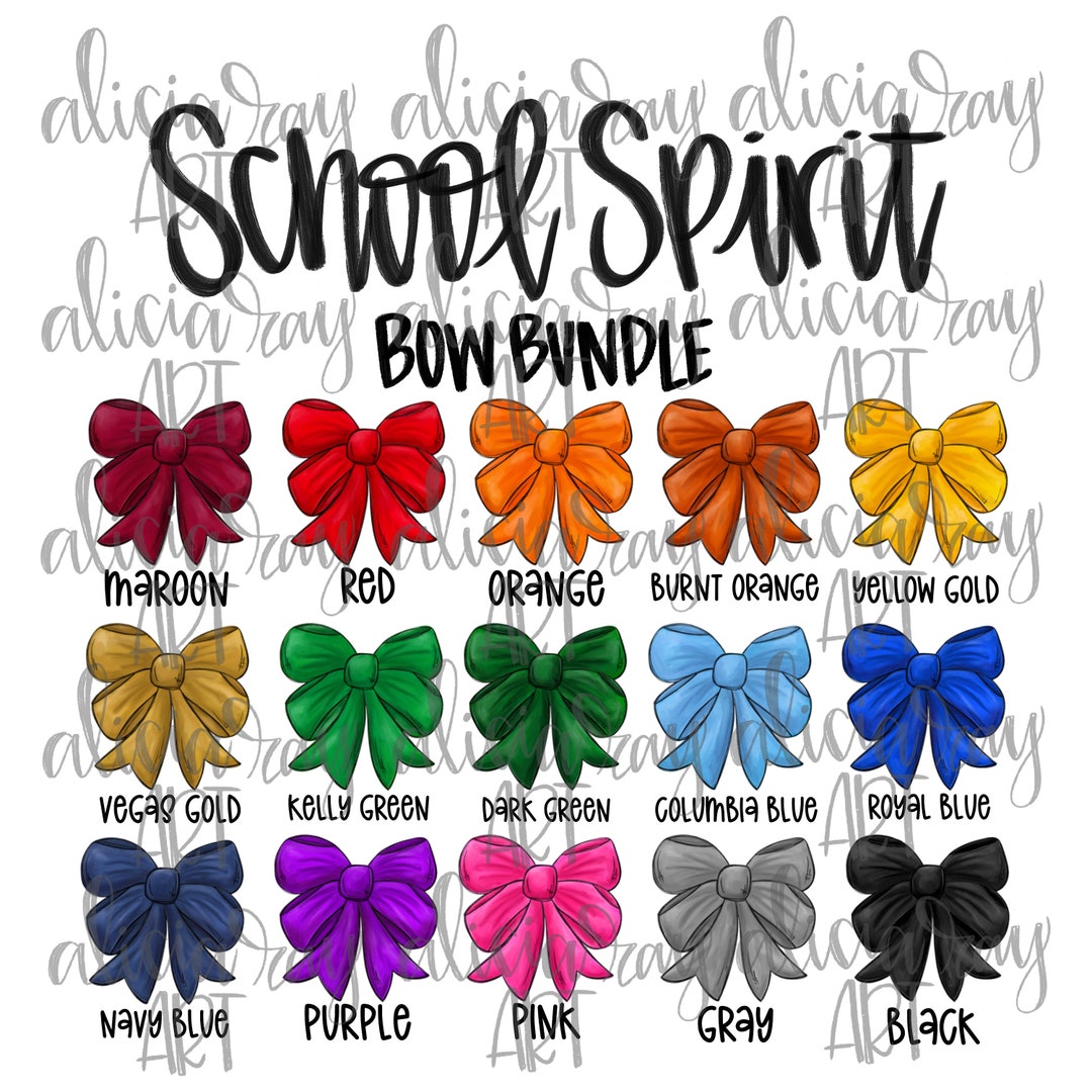 School Spirit Bow Bundle PNG | Hand Drawn Digital Download | DTF Design ...