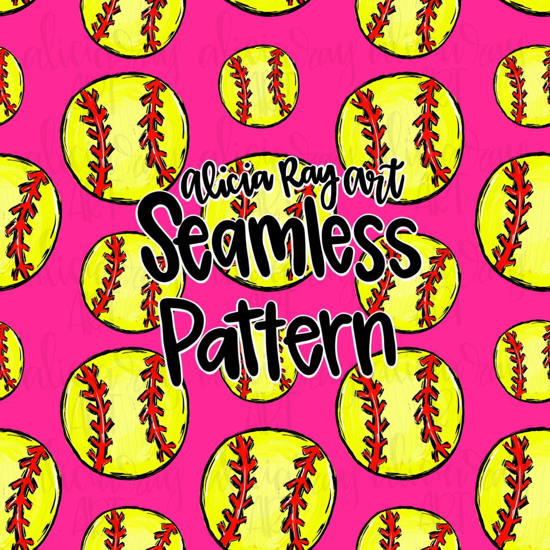 Softball Seamless File Pattern PNG | Hand Painted Repeat Pattern ...