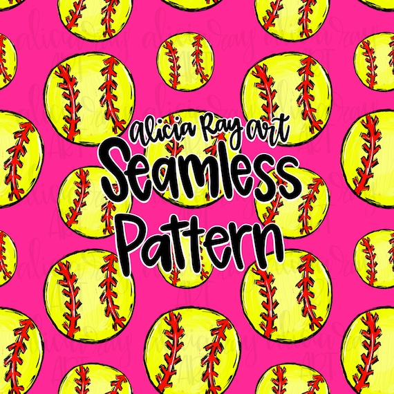Softball Seamless File Pattern PNG Hand Painted Repeat - Etsy