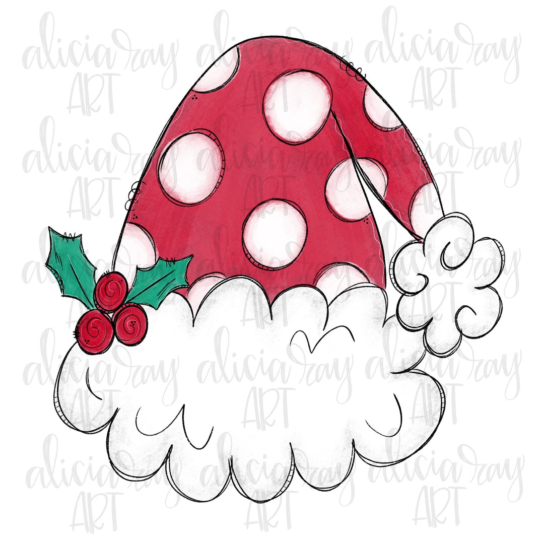 Christmas Sublimation Design Hand Drawn PNG Digital Download Santa ...