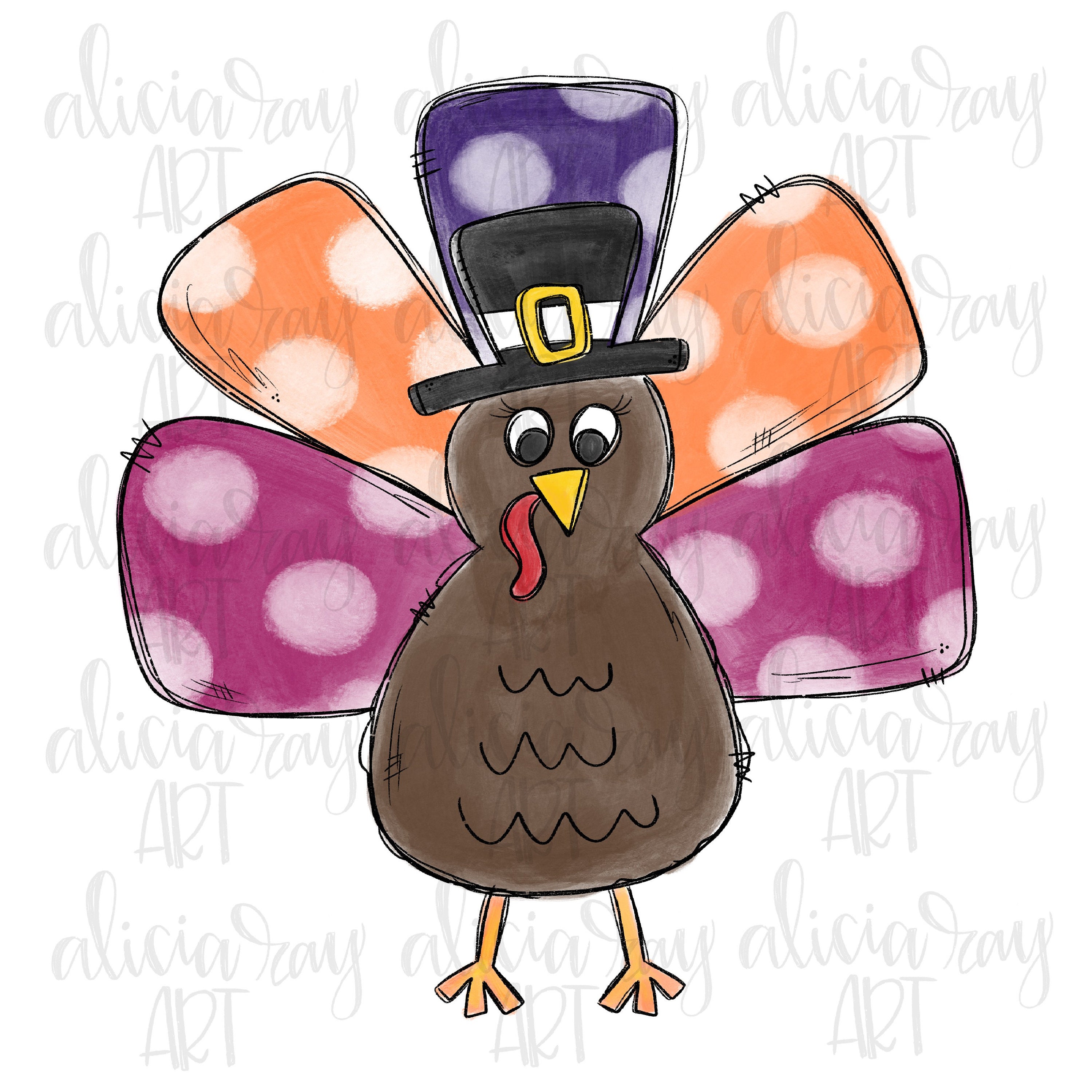 Thanksgiving Turkey Sublimation PNG Design | Hand Drawn | Girl Turkey ...