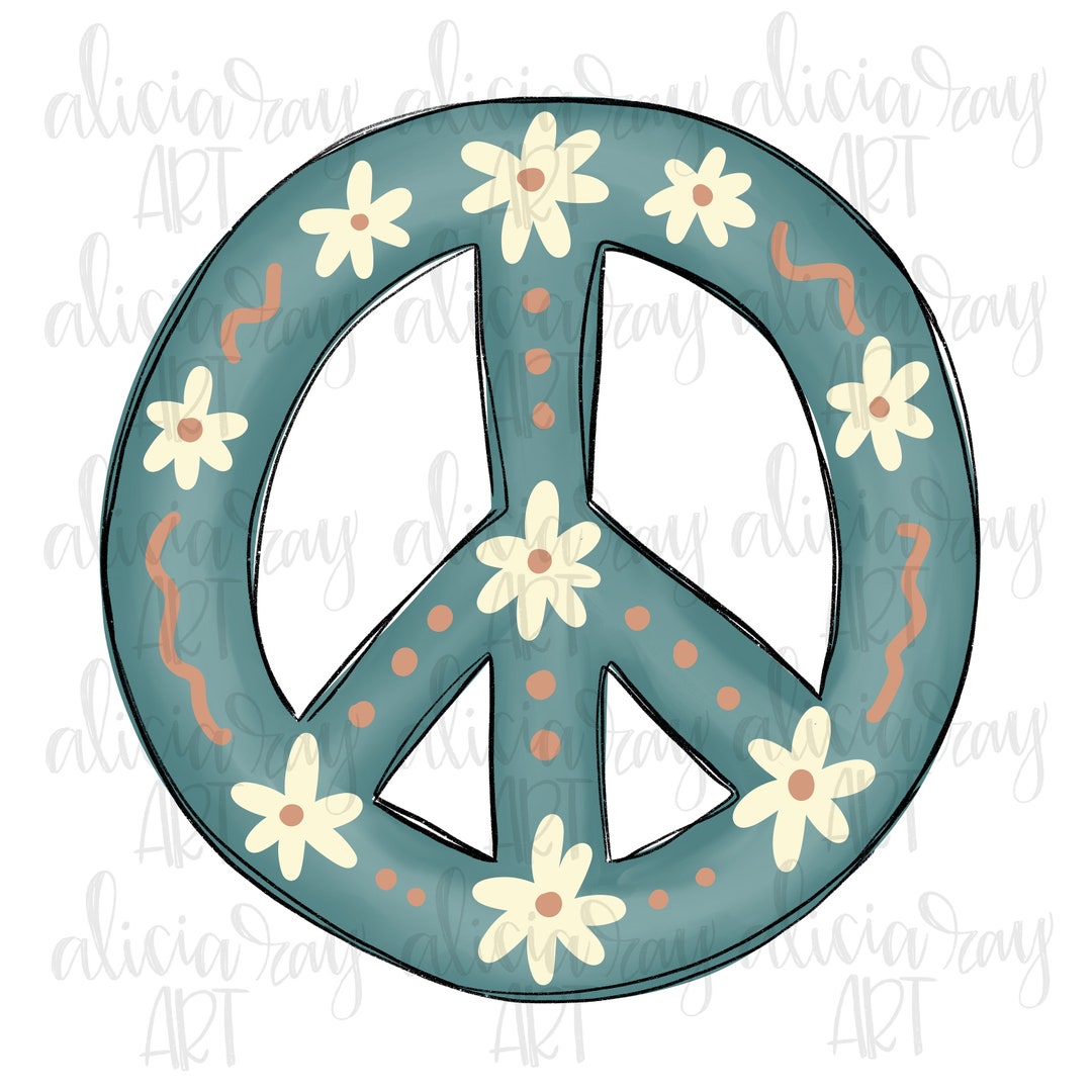 Floral Peace Sign PNG File Download | Summer Design | Hand Drawn ...