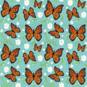 Monarch Butterfly Seamless File Pattern PNG | Hand Painted | Repeat ...