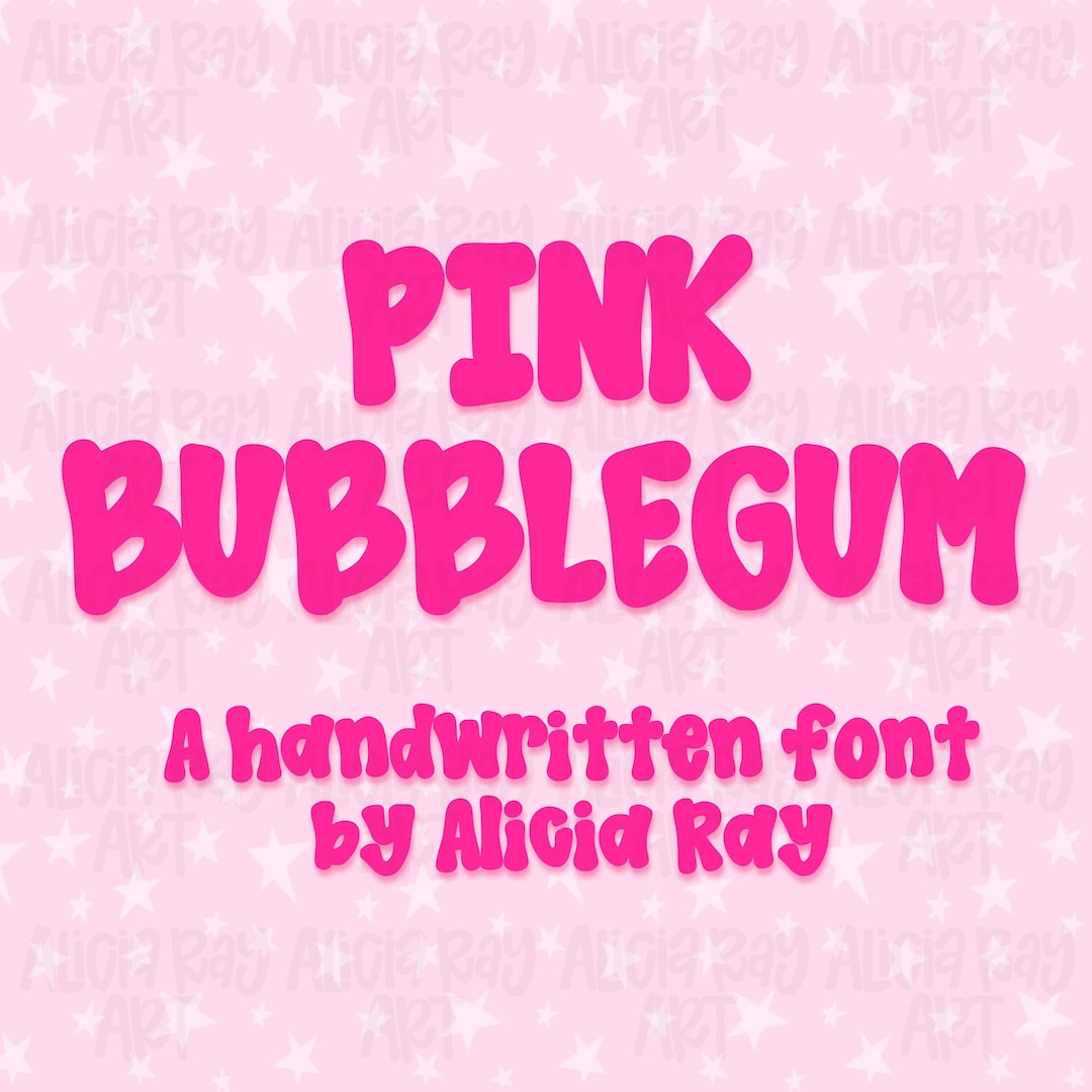 Pink Bubblegum Preppy Handwritten Font | Procreate Font | Cricut Font ...