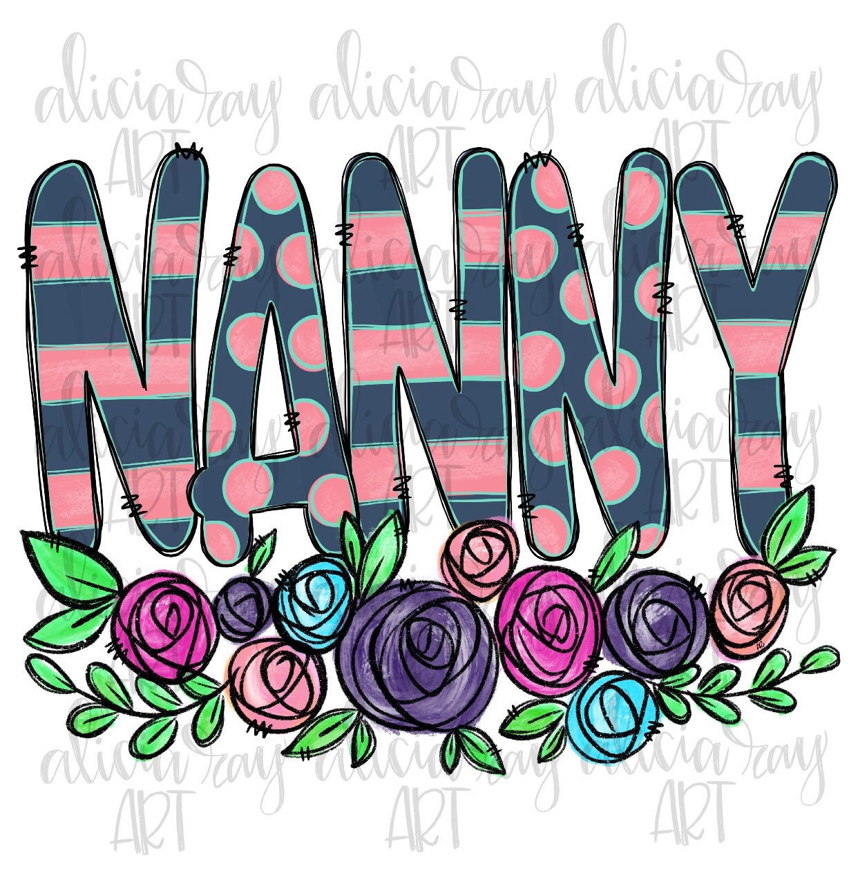 Nanny Sublimation Design Mother's Day Hand Drawn | Etsy