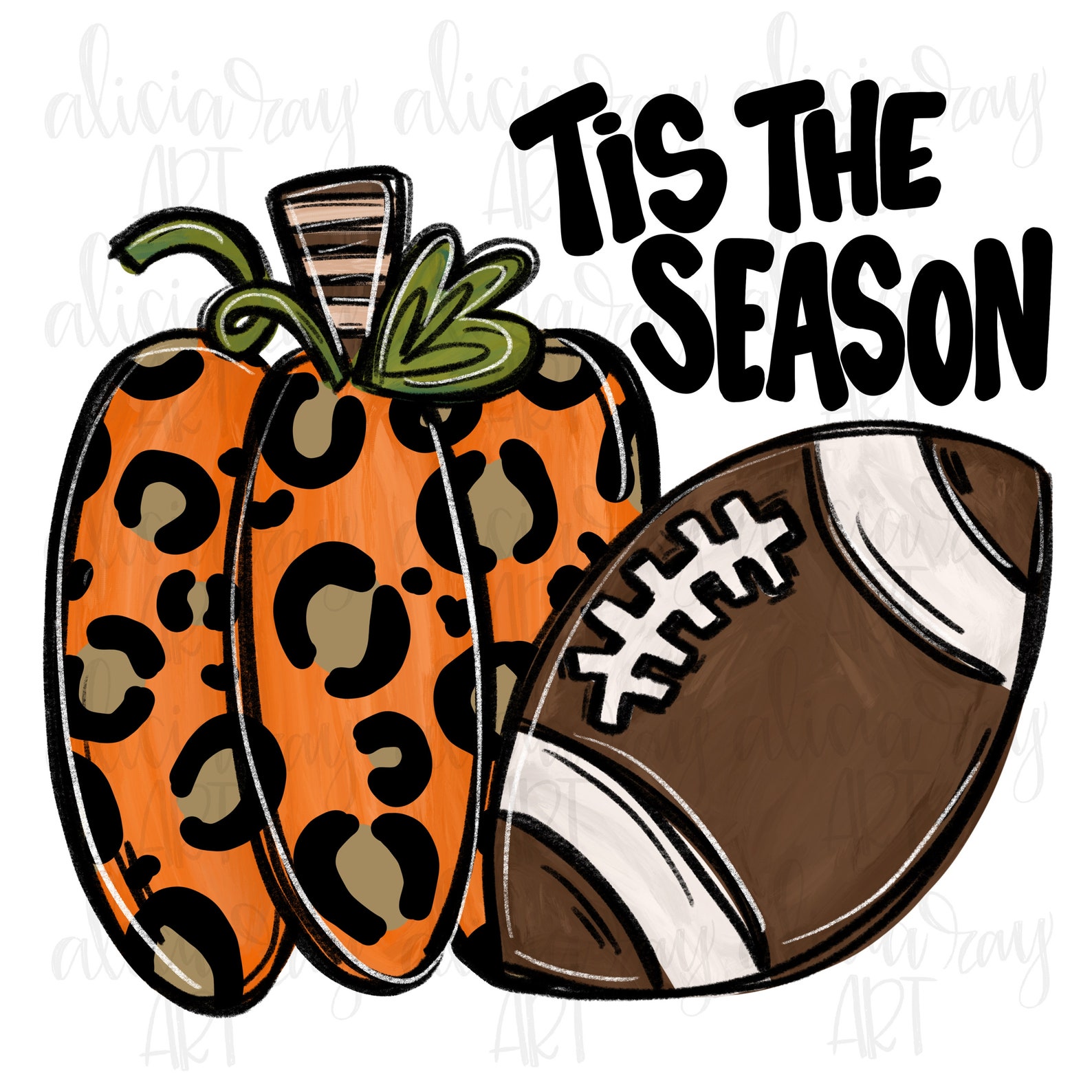 Football Fall Leopard Pumpkin PNG Digital Download Hand - Etsy