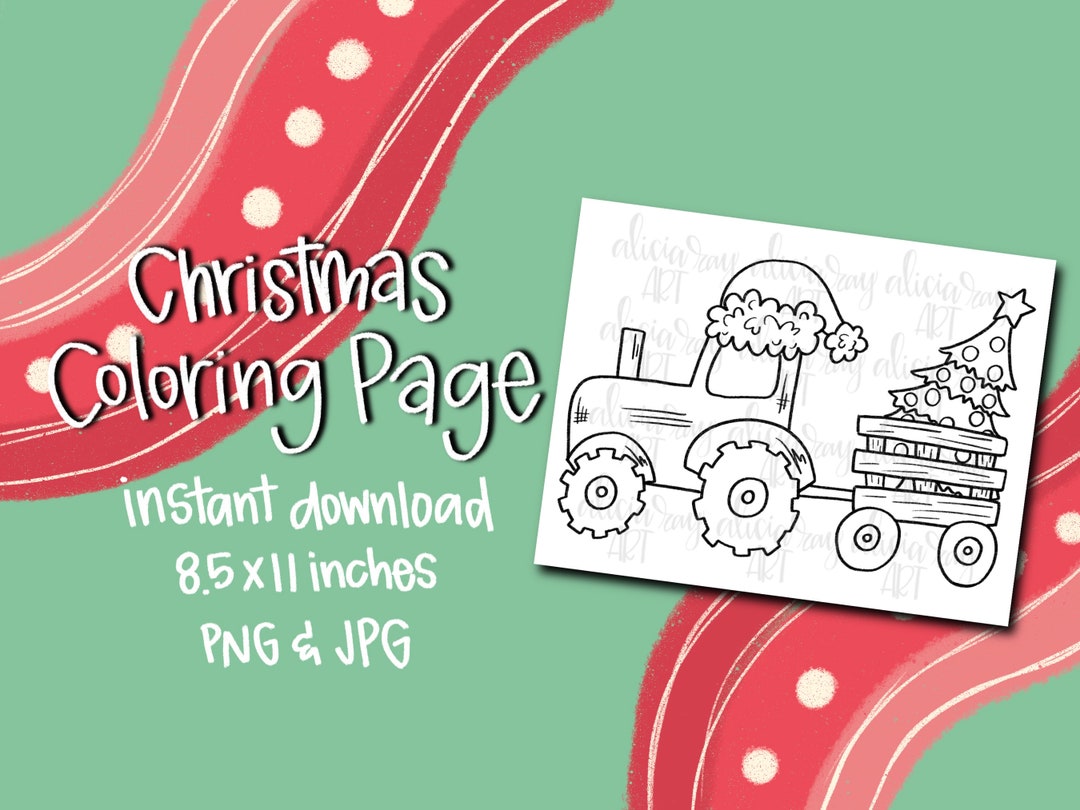 Christmas Coloring Page | Digital Download | Hand Drawn Coloring Page ...