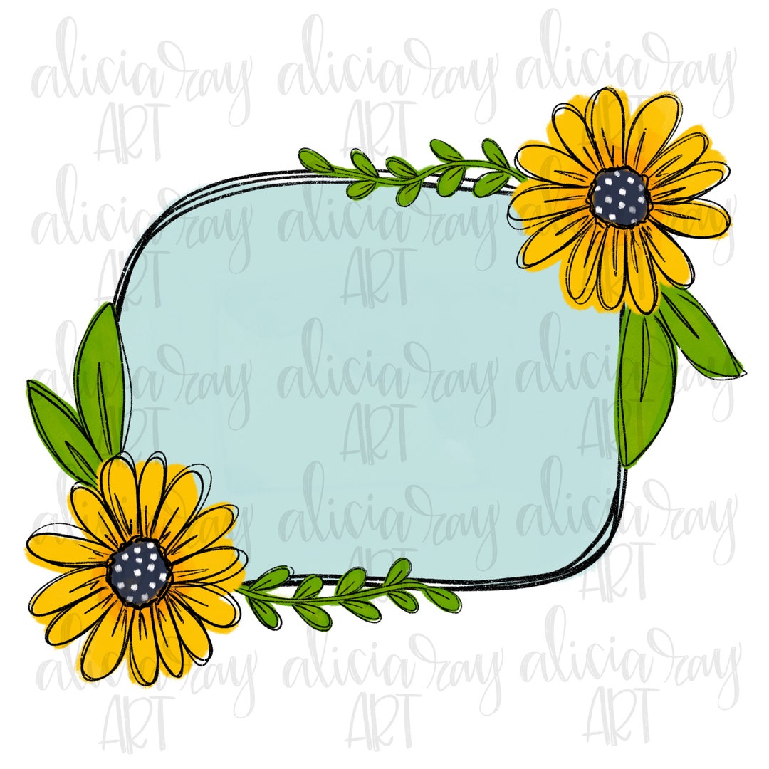 Daisy Frame Digital Download | Hand Drawn Sublimation PNG File ...