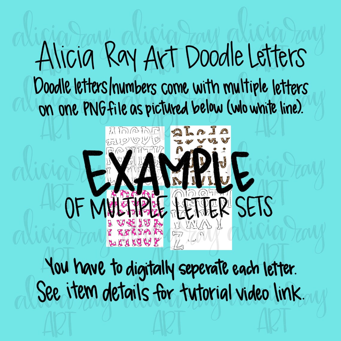Doodle Letter Filling for Transparent Letters Hand Drawn - Etsy
