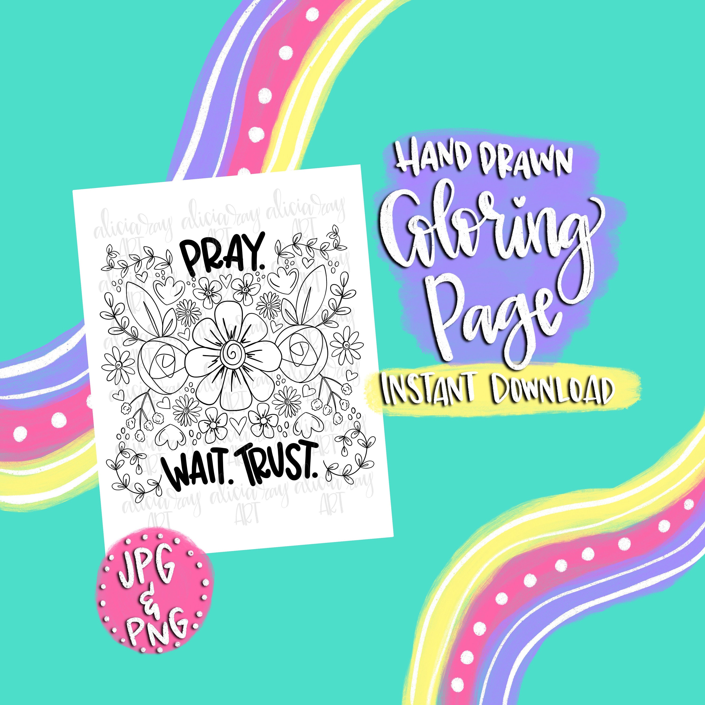 Christian Coloring Page Digital Download Hand Drawn | Etsy